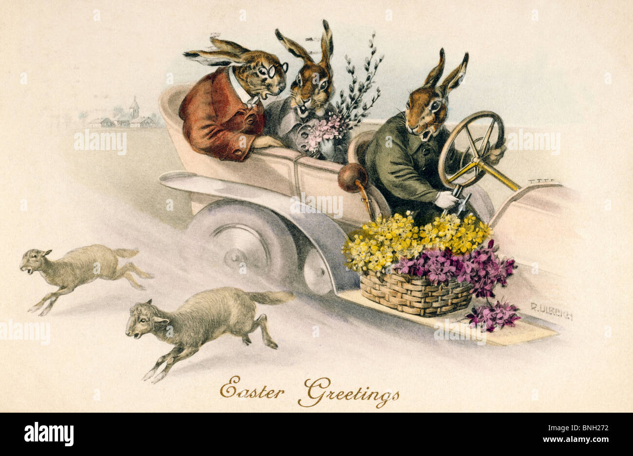Easter Rabbits, Nostalgia Cards Stock Photo - Alamy