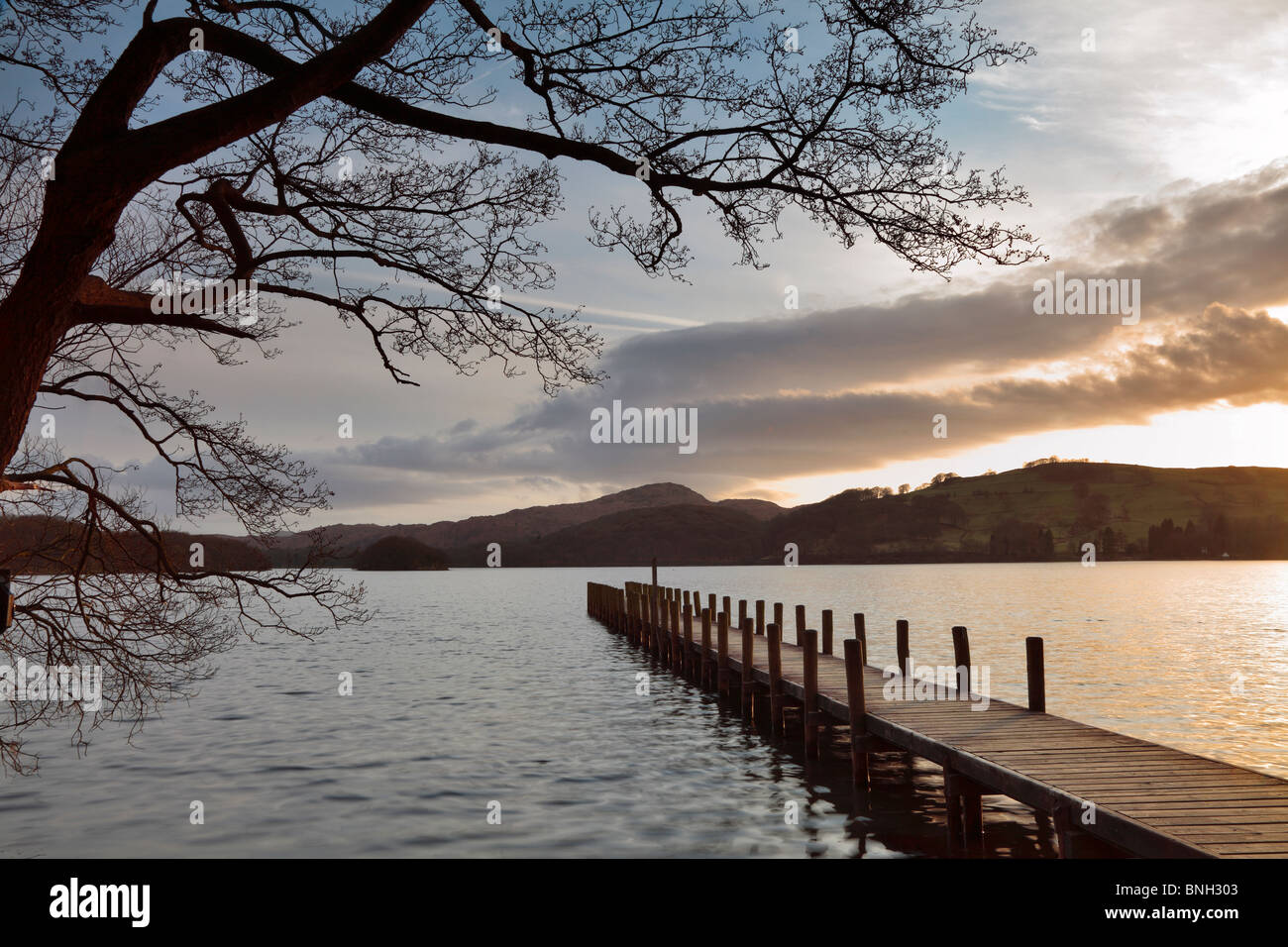 Sunset lake coniston jetty hi-res stock photography and images - Alamy