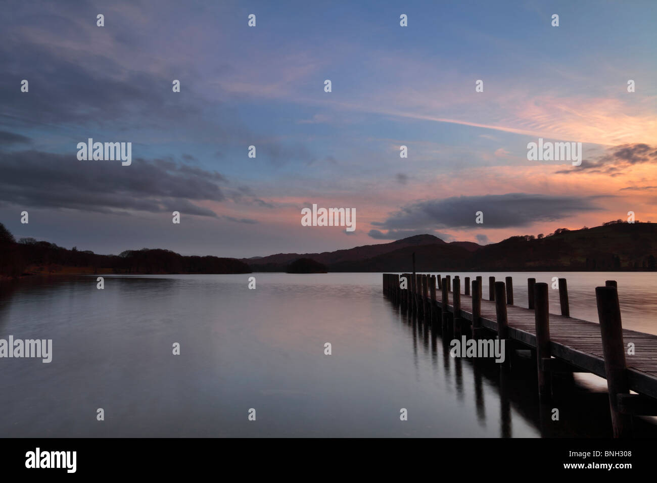Sunset lake coniston jetty hi-res stock photography and images - Alamy