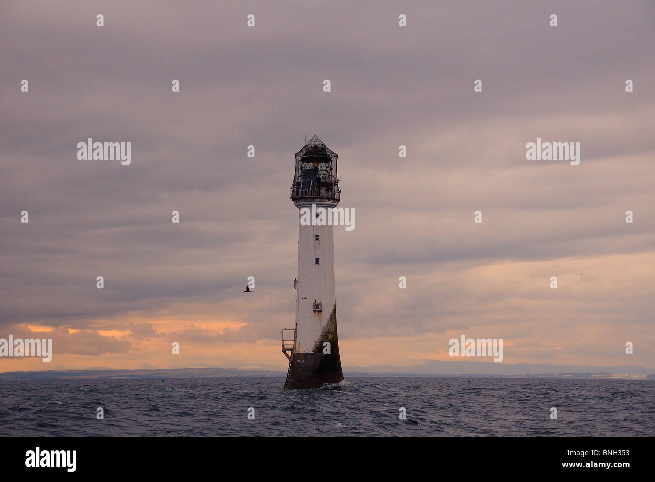 The Bell Rock lighthouse at dusk (12 miles off of Arbroath), Angus ...