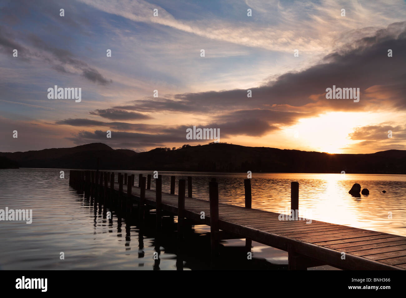 Sunset lake coniston jetty hi-res stock photography and images - Alamy
