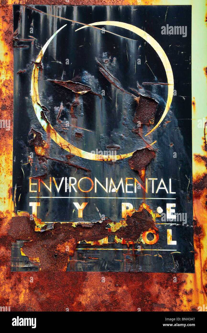 Rusting Environmental Tyre Control sign Stock Photo - Alamy