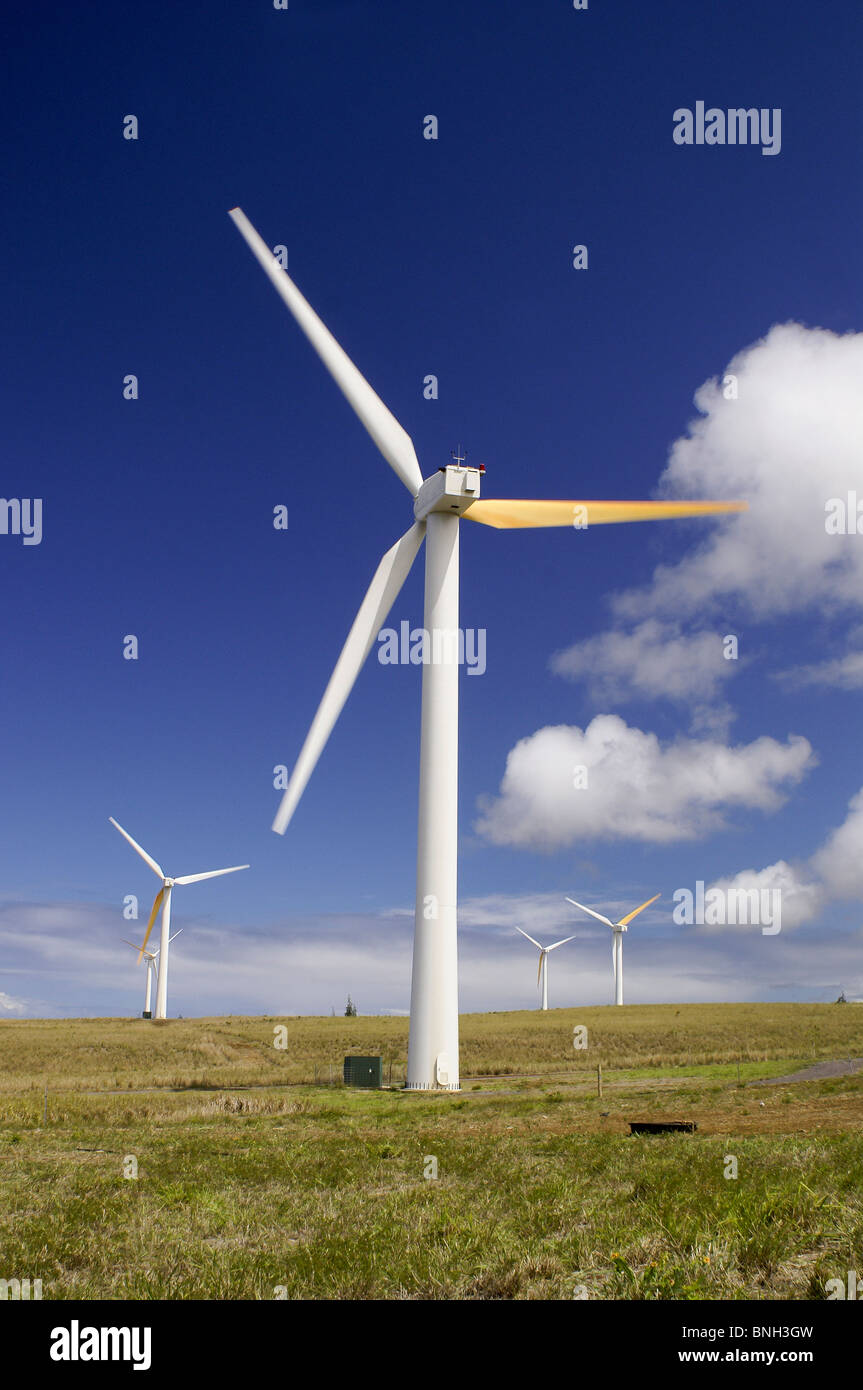 Wind powered electric generators on the North coast of The Big Island ...