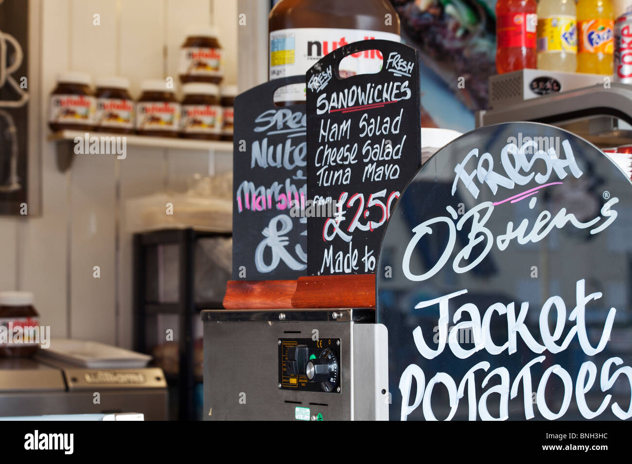 Signs in a seaside café Stock Photo - Alamy