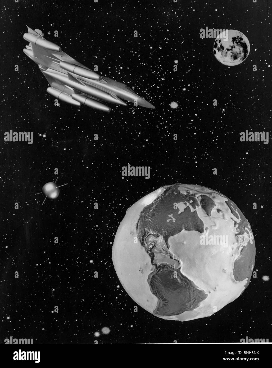 Satellite view of a space shuttle orbiting the Earth Stock Photo - Alamy