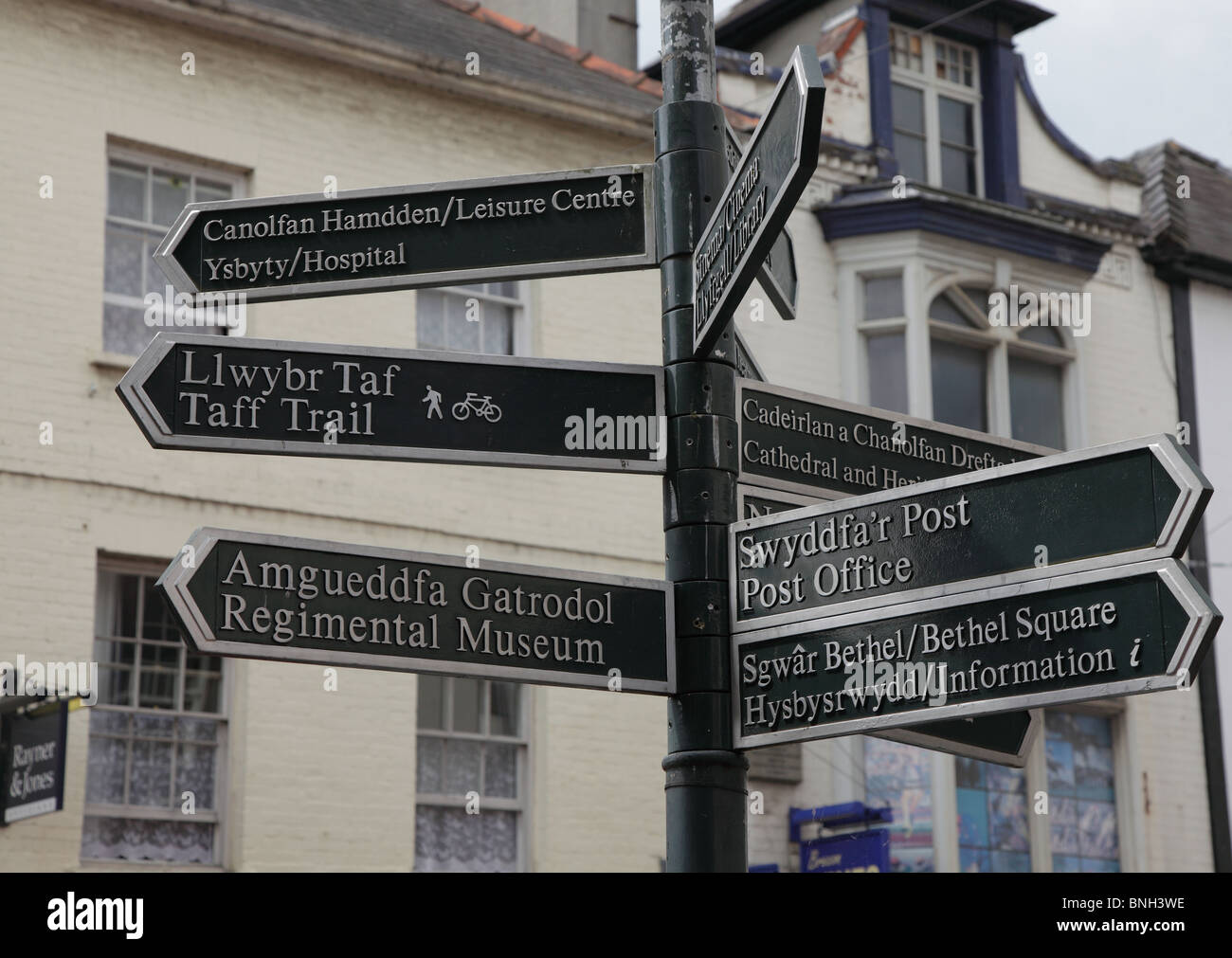 STREET SIGN IN THE WELSH TOWN OF BRECON Stock Photo - Alamy