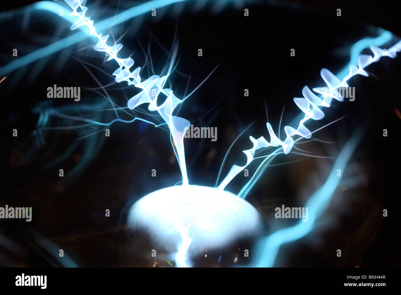 Plasma lamp, lightning ball. Generates artificial flashes in a glass ...