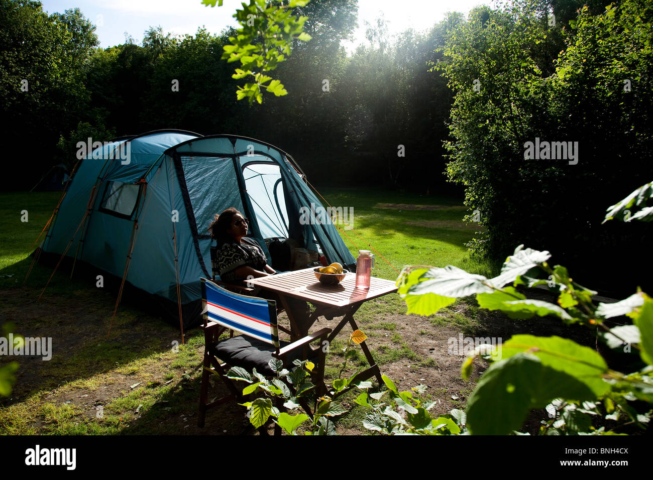 Camping in UK summertime Stock Photo - Alamy