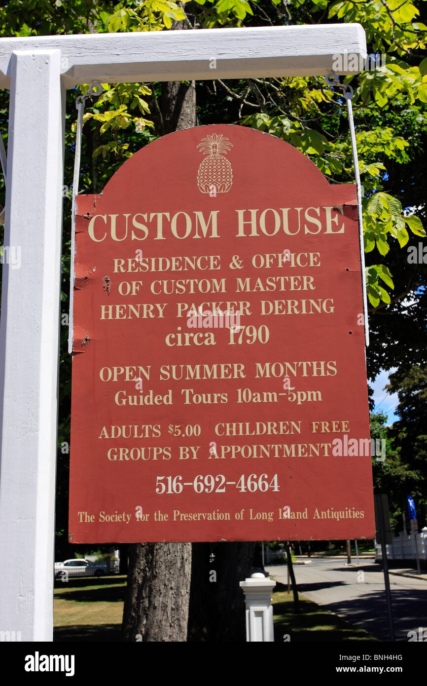 Sign at entrance to the first customs house in the United States circa ...