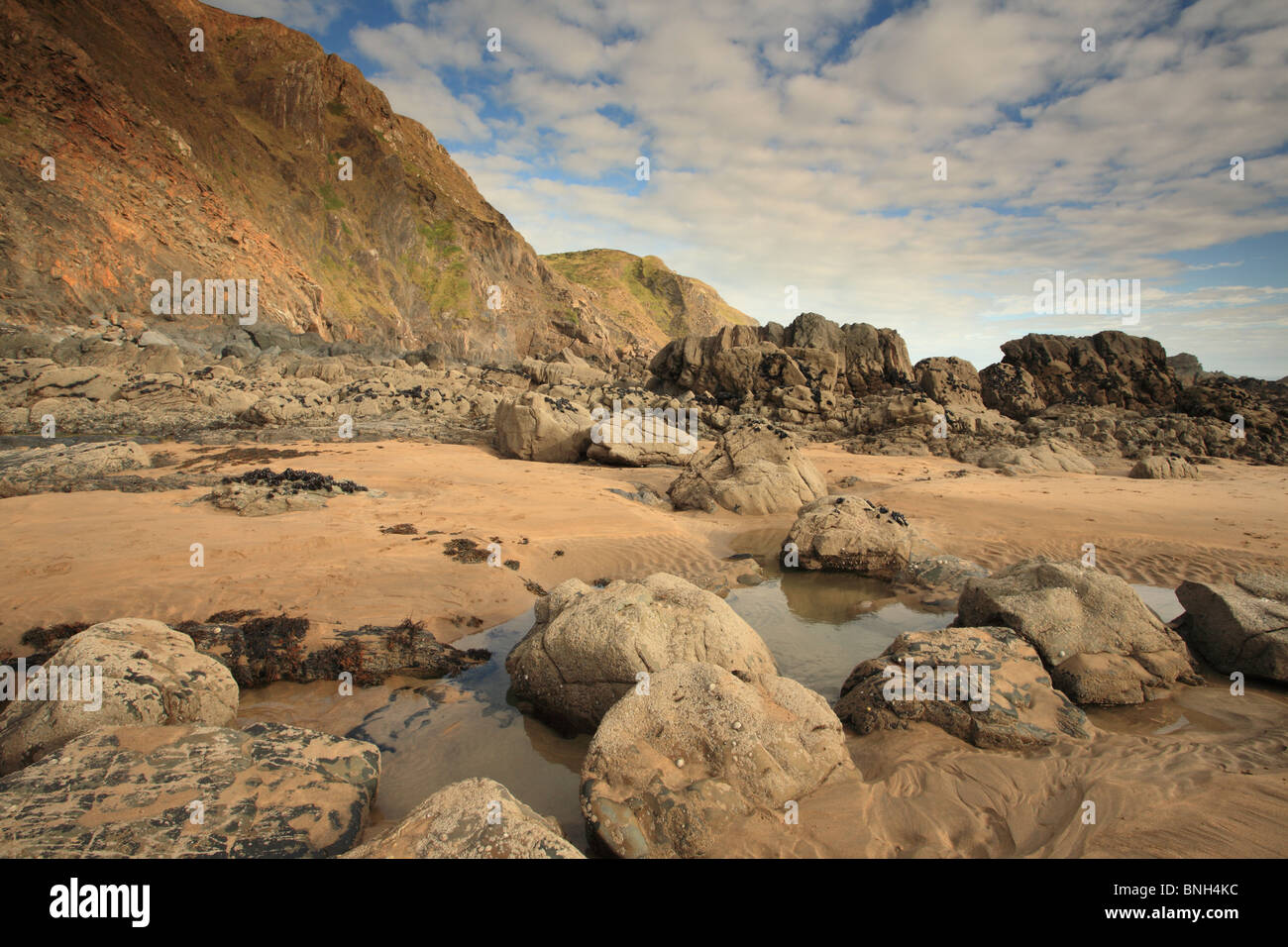 Summers evening - Duckpool beach, near Bude, North Cornwall, England ...