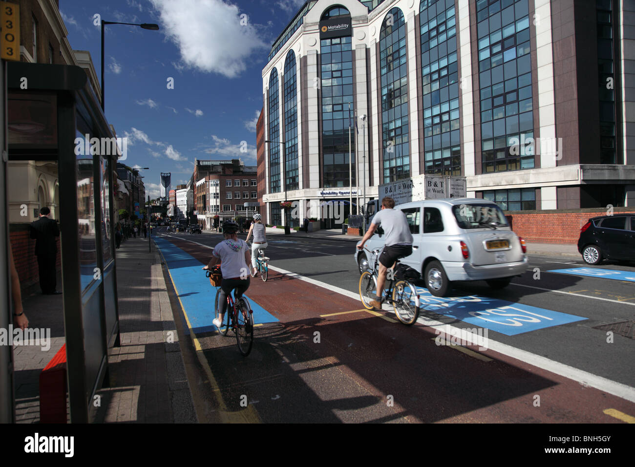 Cyclists on the Barclays Cycle Superhighway CS7 which runs between the ...