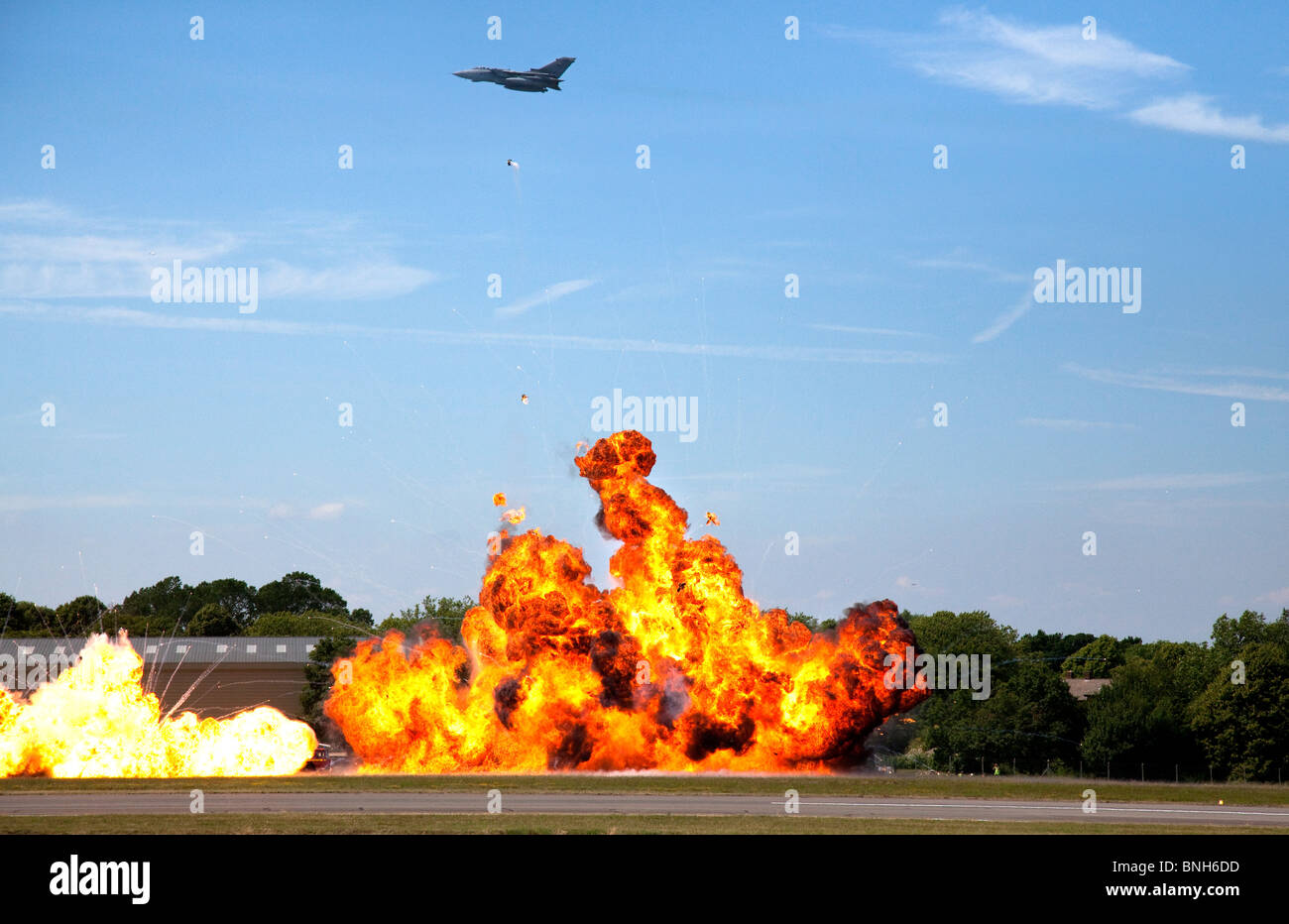 F16 fighter jet staged bombing at biggin hill airshow Stock Photo - Alamy