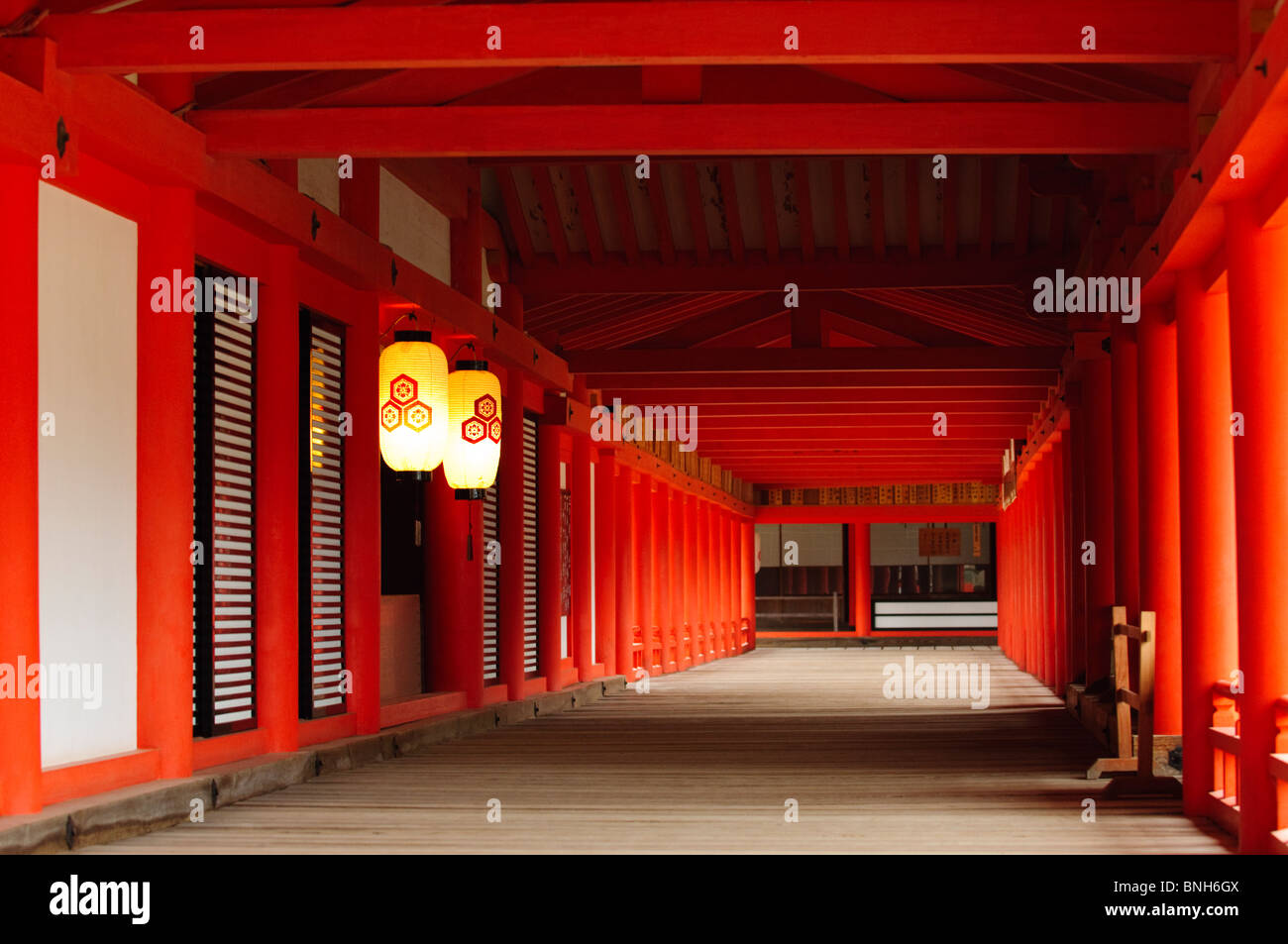 A Long Corridor Stretches Through the Itsukushima Shrine, Itsukushima ...