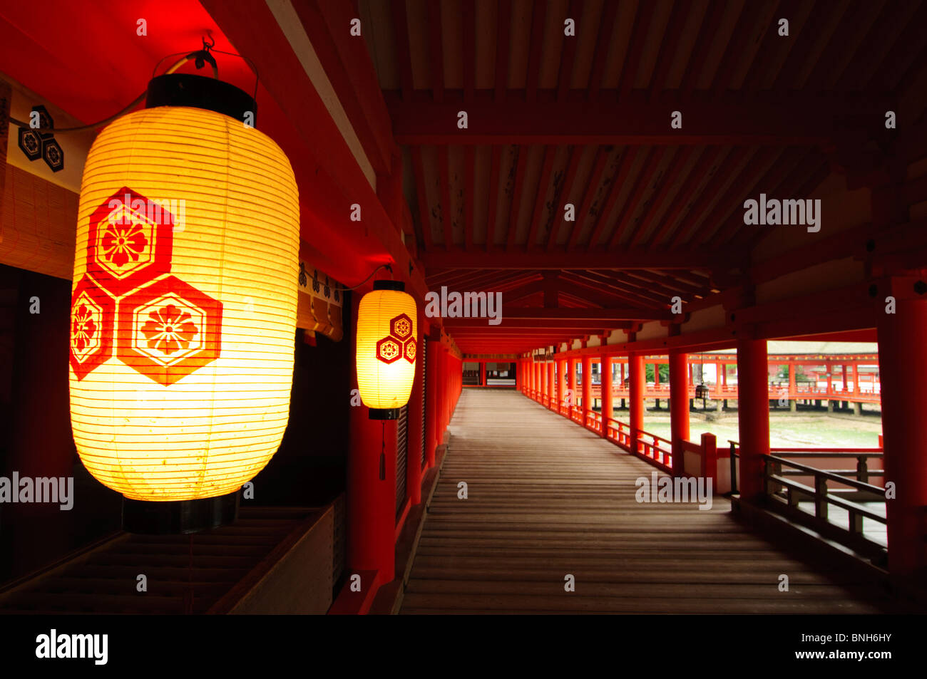 A Long Corridor Stretches Through the Itsukushima Shrine, Itsukushima ...