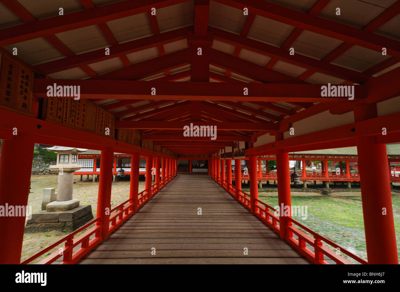 A Long Corridor Stretches Through the Itsukushima Shrine, Itsukushima ...