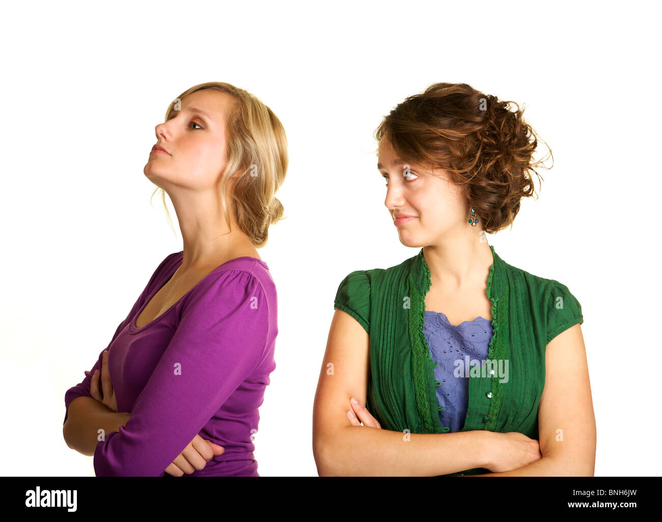 Two pretty girls in an argument Stock Photo - Alamy