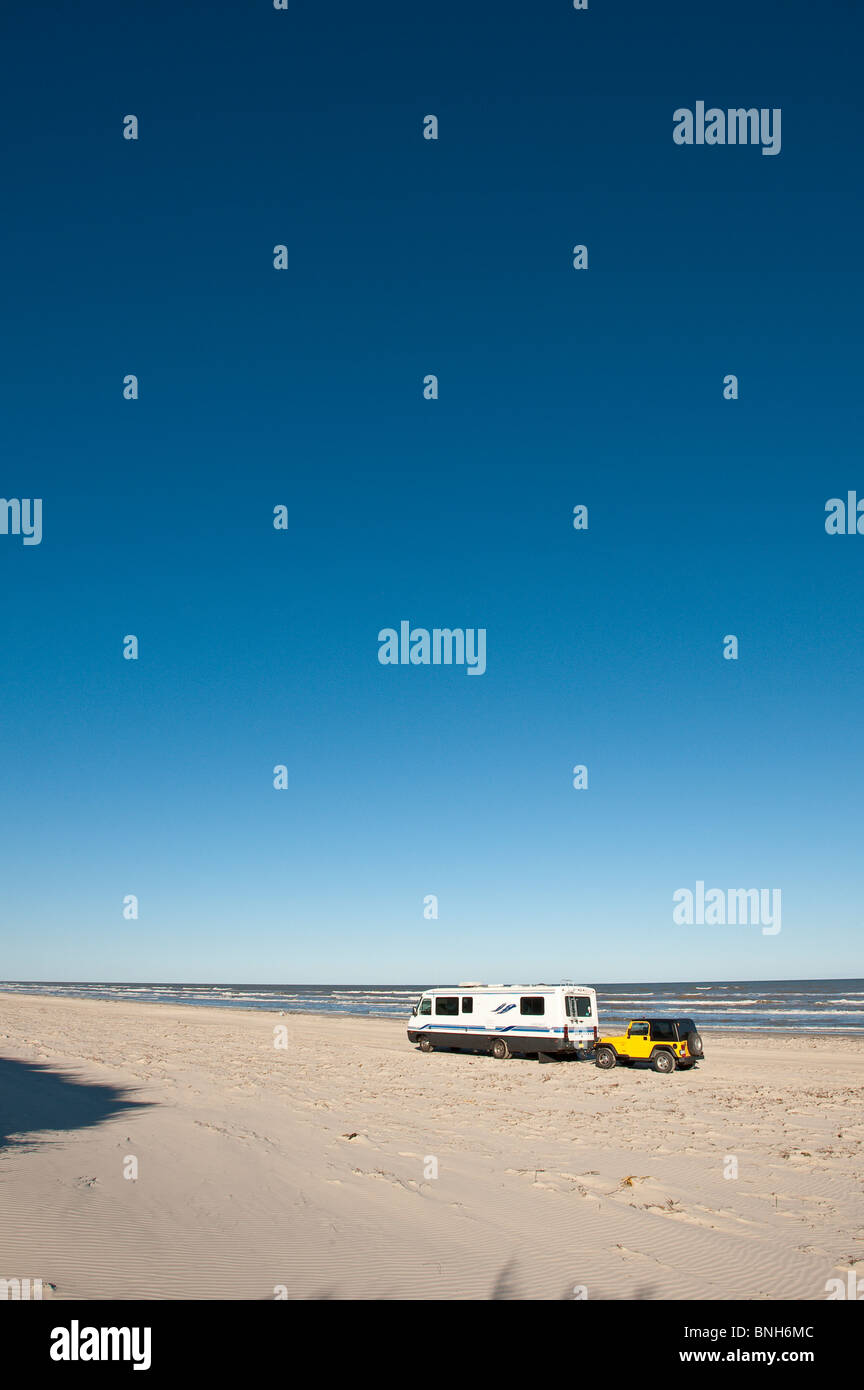 Texas, Padre Island. RV campers in Padre Island National Seashore Stock ...