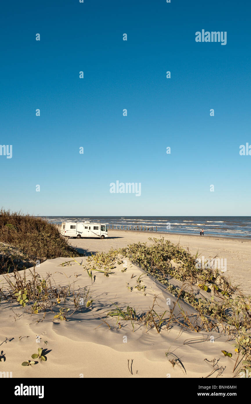 Texas, Padre Island. RV campers in Padre Island National Seashore Stock ...