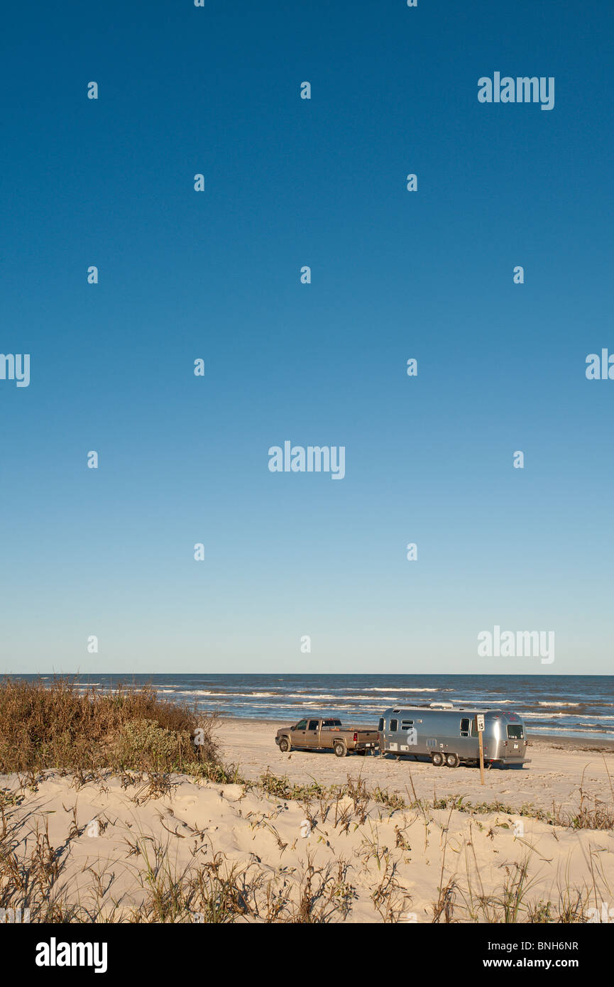 Texas, Padre Island. RV campers in Padre Island National Seashore Stock ...