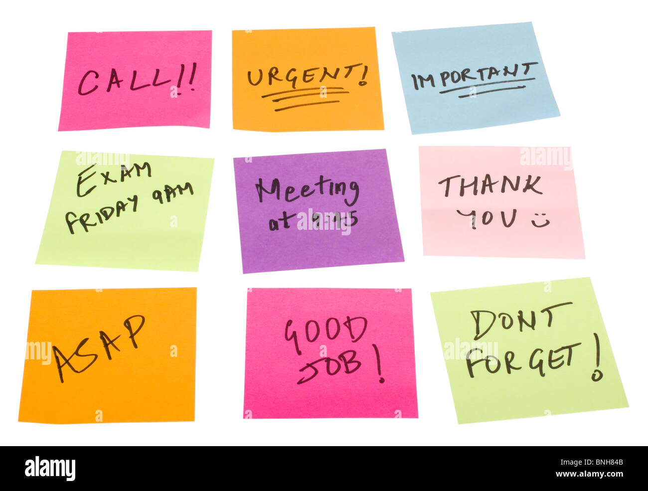 Text written on adhesive notes Stock Photo - Alamy