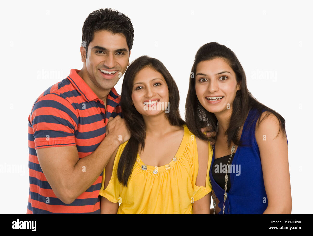 Portrait of three friends smiling Stock Photo - Alamy