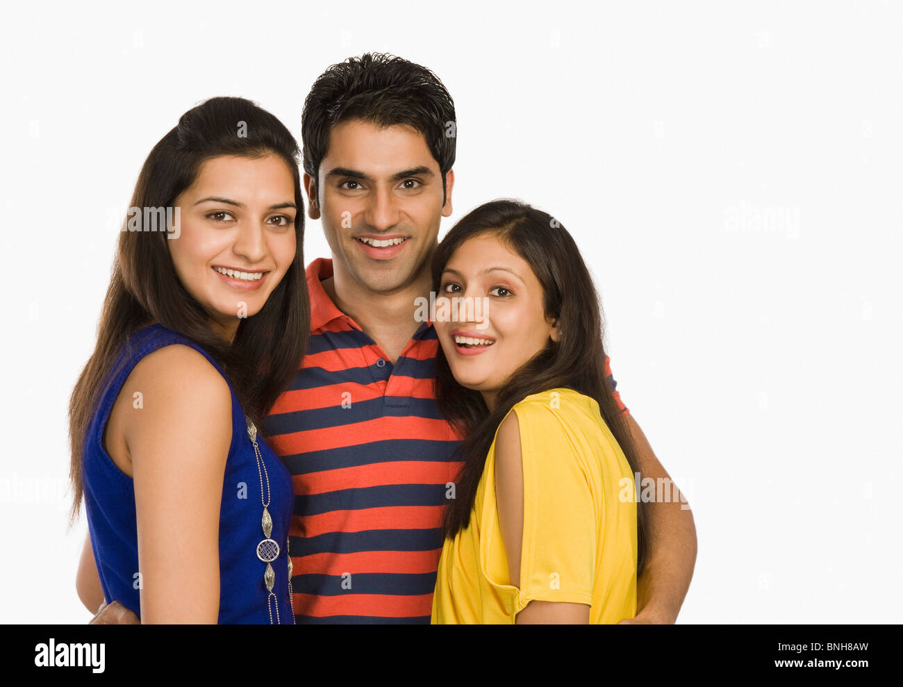 Portrait of three friends smiling Stock Photo - Alamy