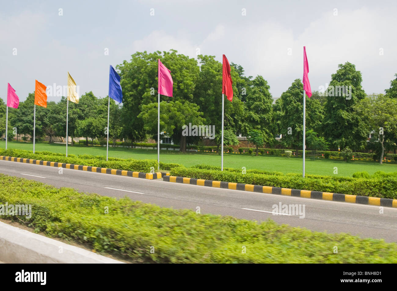 Flags at roadside, Shanti Path, New Delhi, India Stock Photo - Alamy