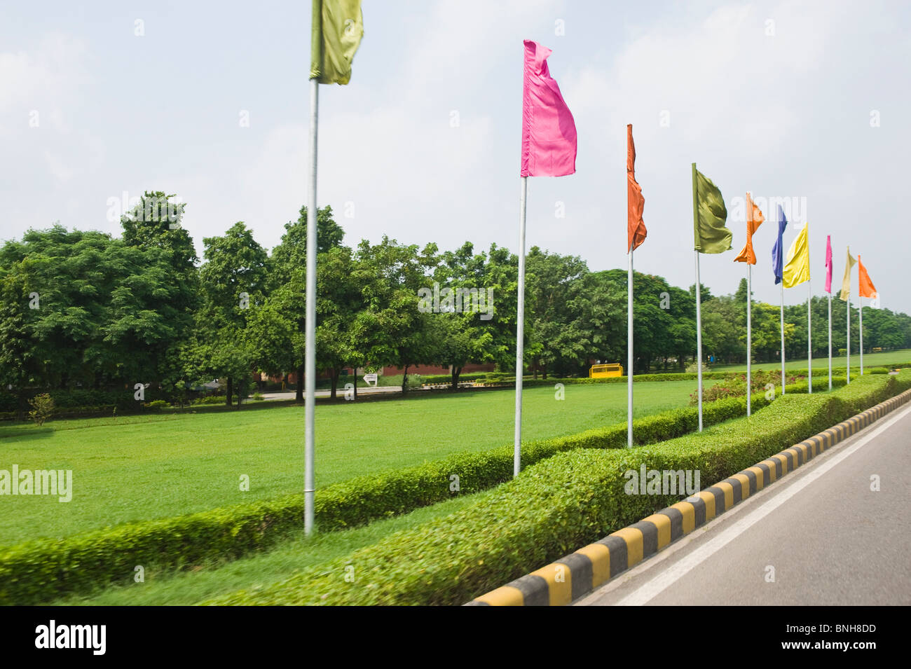 Flags at roadside, Shanti Path, New Delhi, India Stock Photo - Alamy