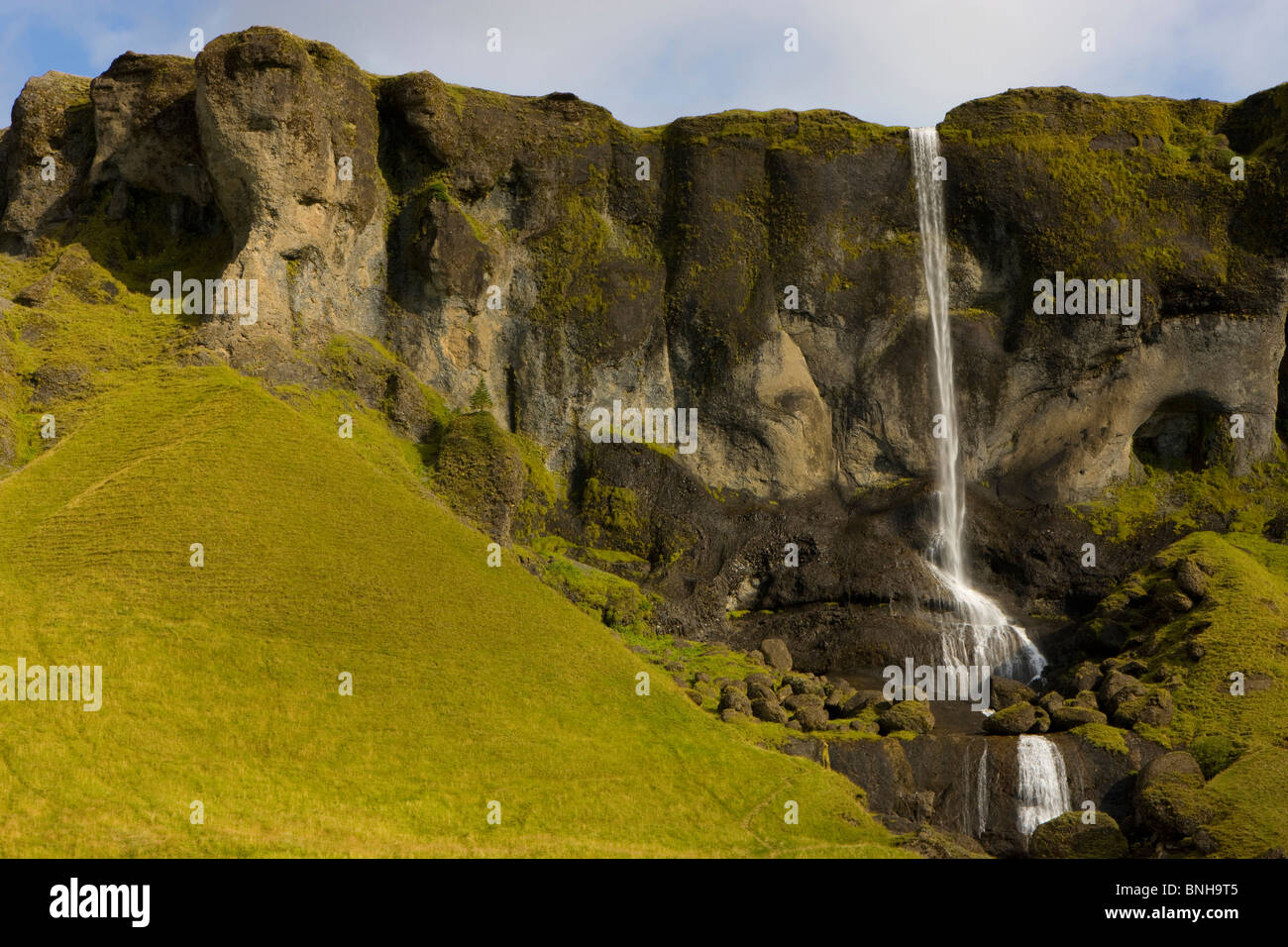 Iceland Foss a Sidu nature scenery landscape travel waterfall cliff ...