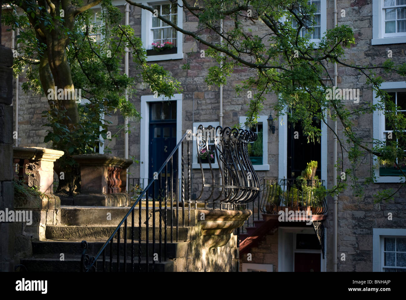 Ramsay Garden housing development next to Edinburgh Castle, Scotland ...