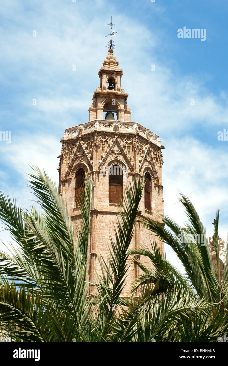 El Miguelete, the gothic bell tower of Valencia Cathedral in Spain ...