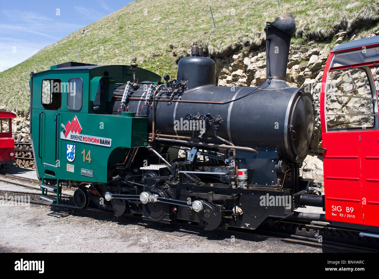 No 14 steam locomotive on the Brienz Rothorn Bahn railway Stock Photo ...