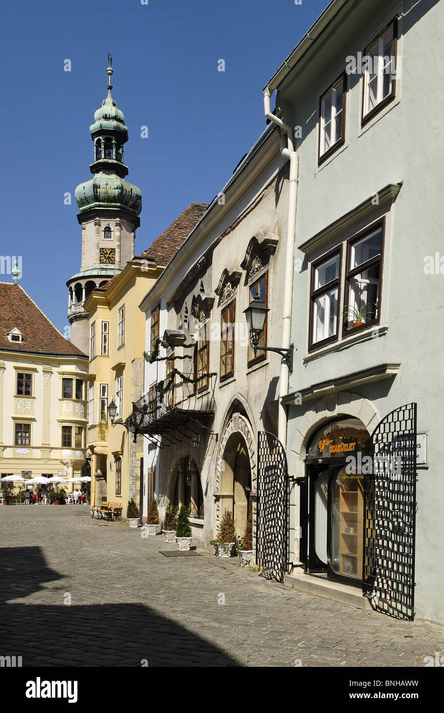 Town place Fö ter fire tower historical Old Town Sopron Hungarian ...