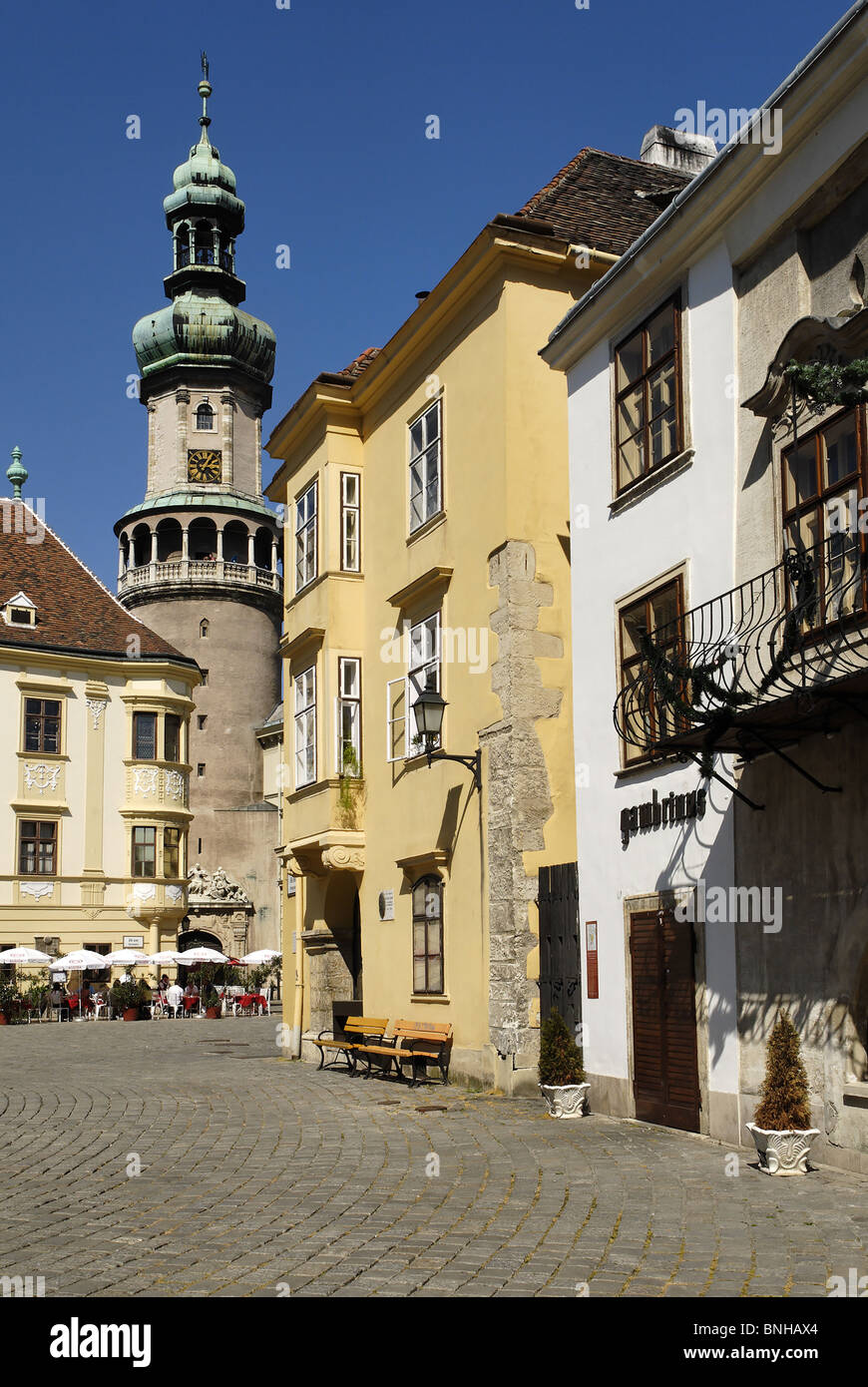 Town place Fö ter fire tower historical Old Town Sopron Hungarian ...