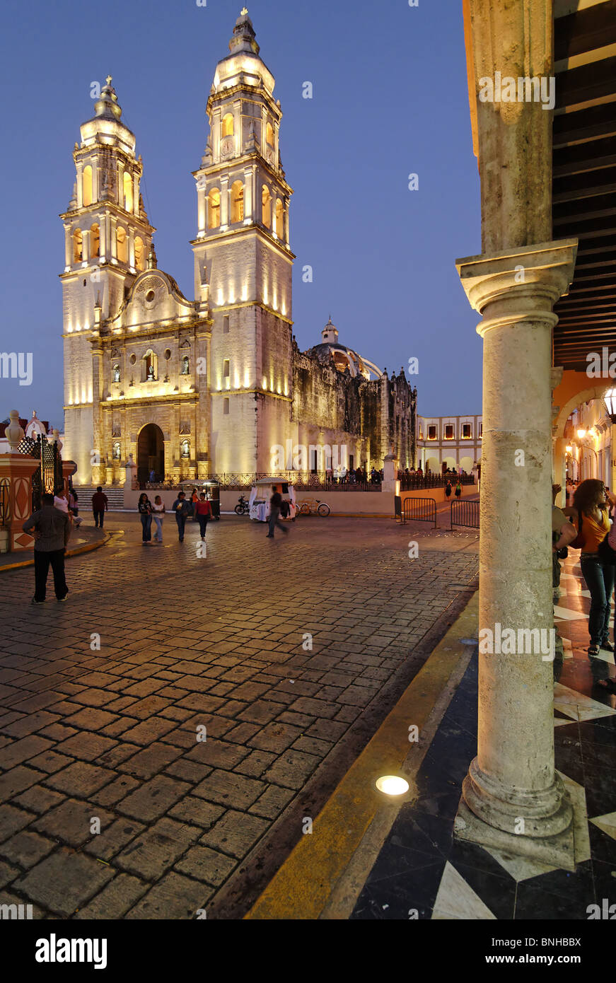 Mexico city Town place Zocalo Campeche Yucatan Central America old Town ...