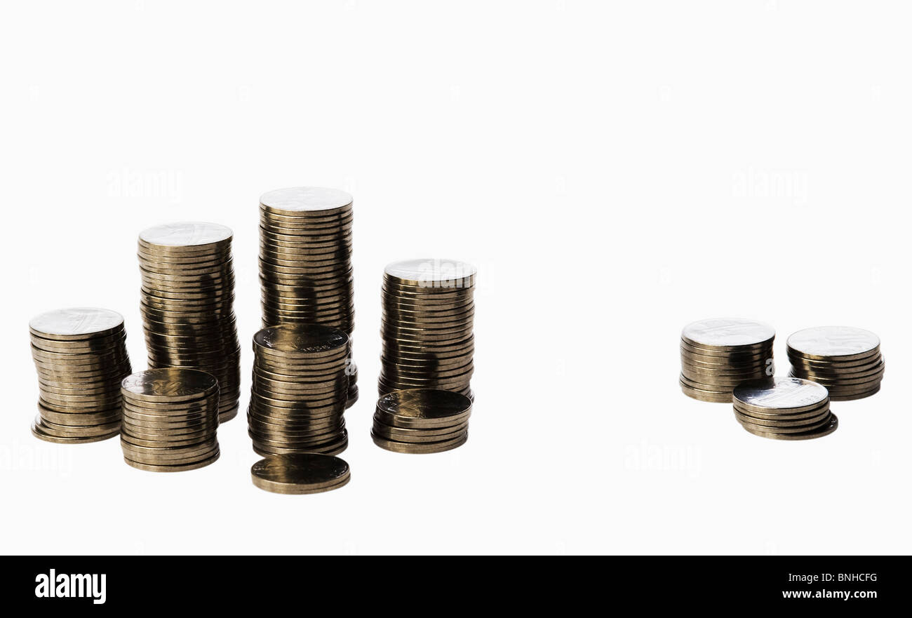 Stacks of silver coins Stock Photo - Alamy