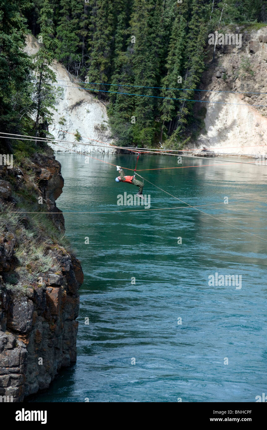 Junior ranger training Miles canyon Yukon river Canada North America ...