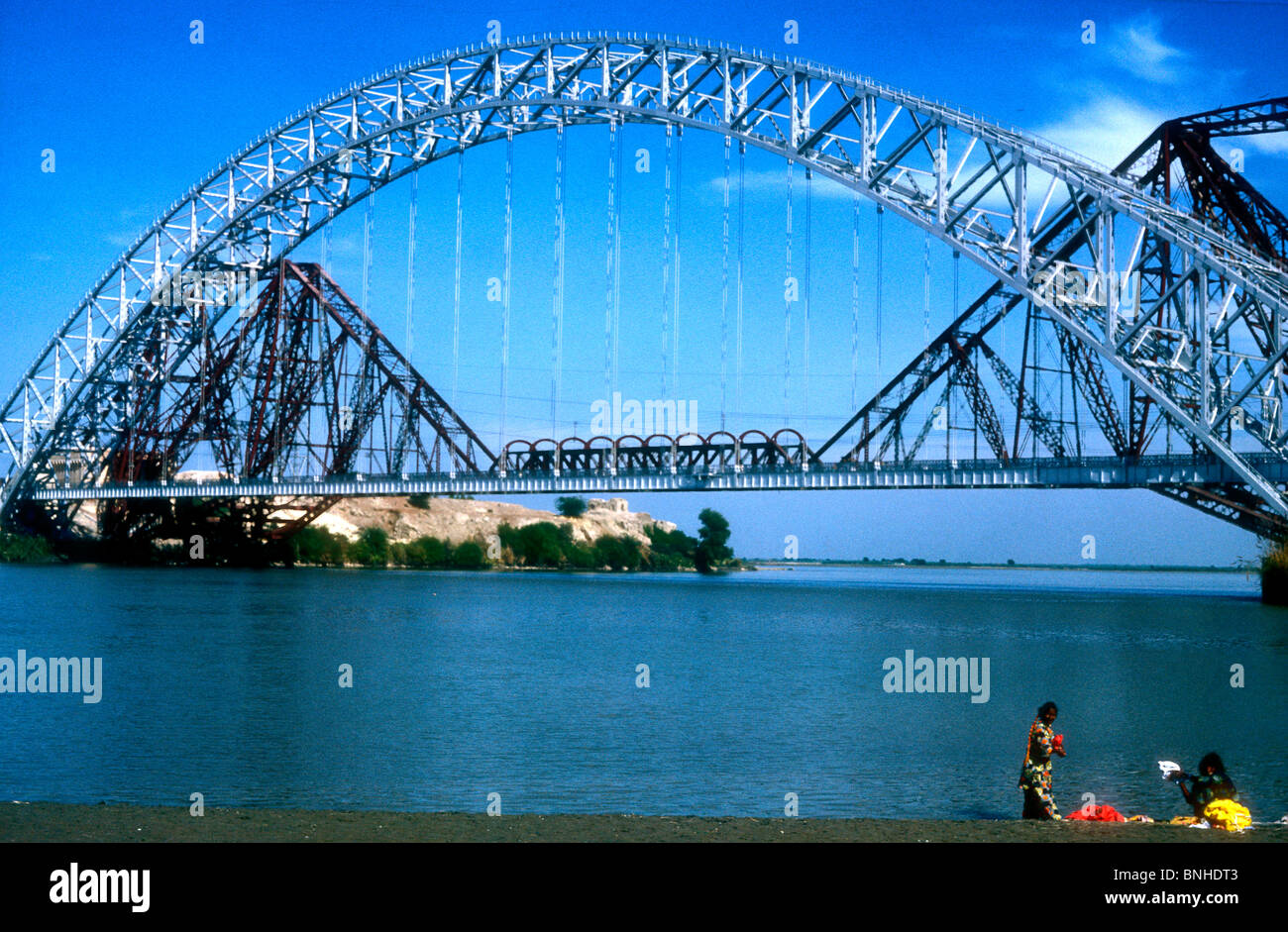 The Ayub bridge over the river Indus at Rohri-Sukkur in Sindh Pakistan ...