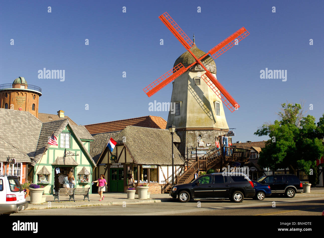 Usa Solvang California Windmill Half-Timbered Houses Danish European ...