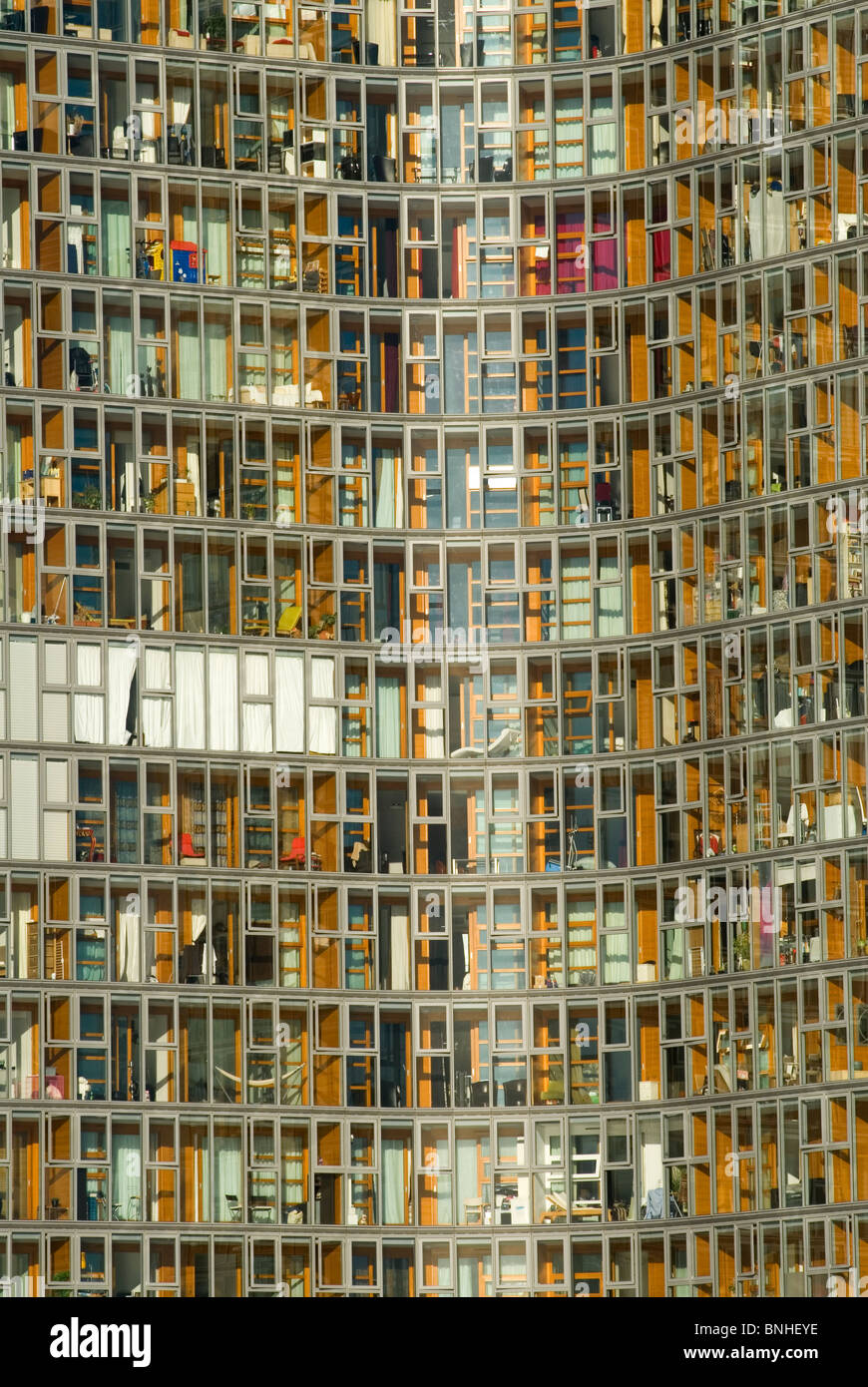 Modern block of flats. "Falcon Wharf" apartments London UK HOMER SYKES ...