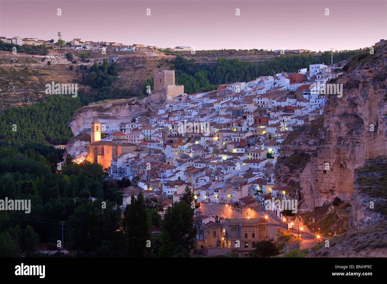 Spain August 2008 La Mancha Albacete Province Alcala del Jucar city old ...