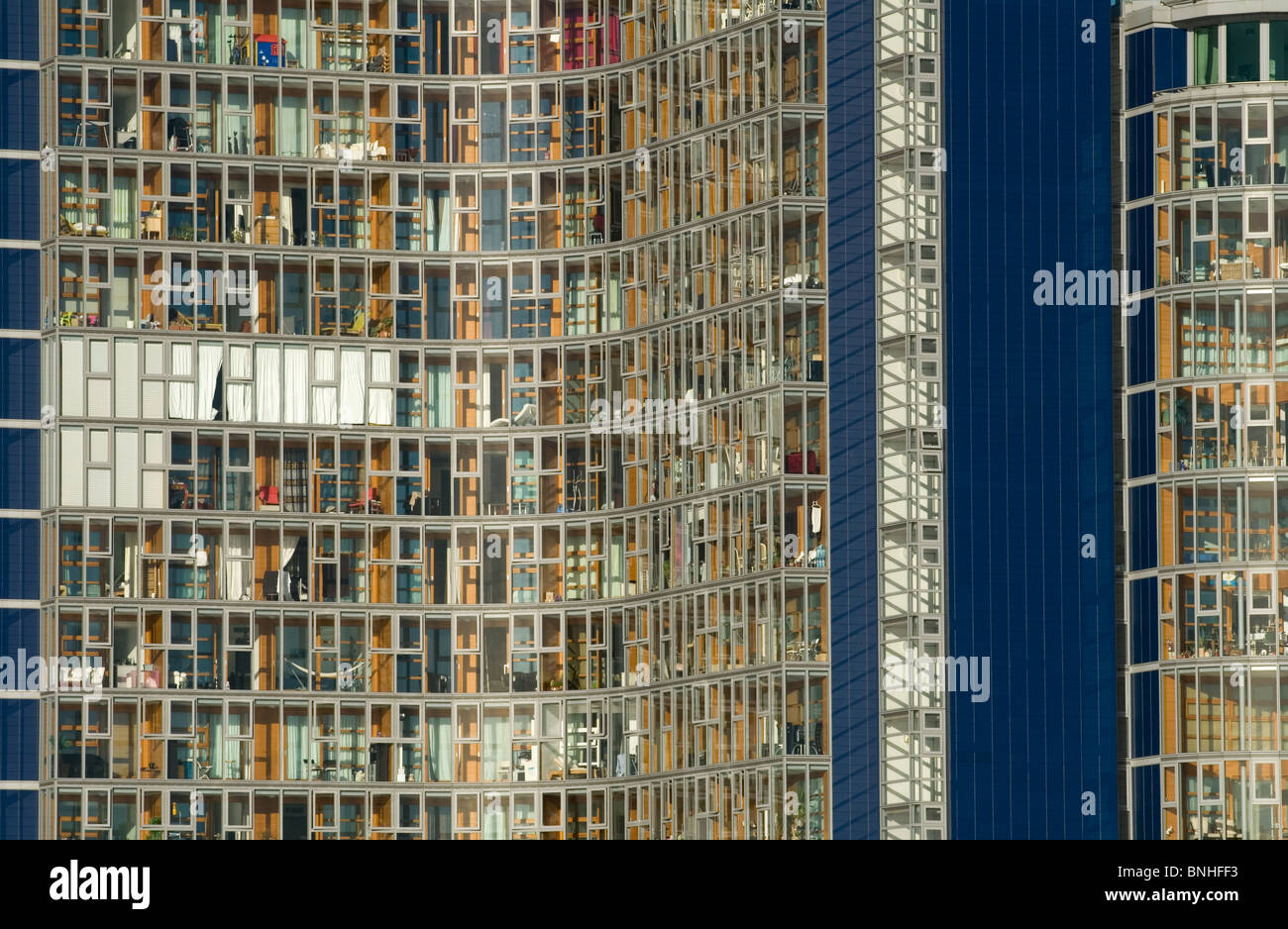 Falcon Wharf apartment block. A modern block of flats over looking the ...