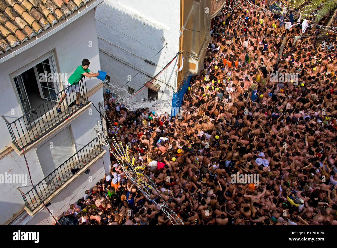 Spain August 2008 Valencia Region Bunol city Tomatina Festival Tomato ...