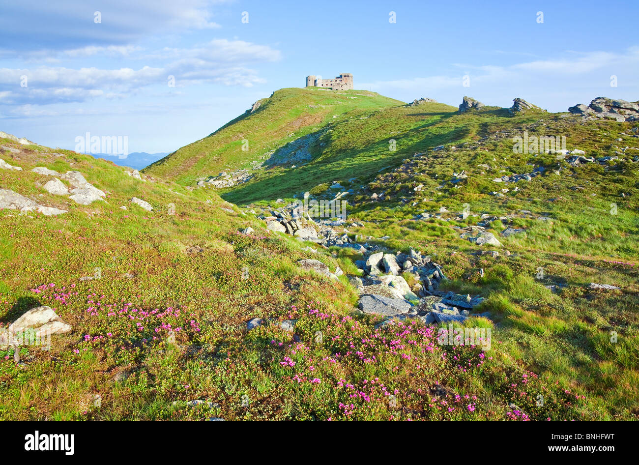 Summer Pip Ivan mountain top with fortress - observatory ruins and ...