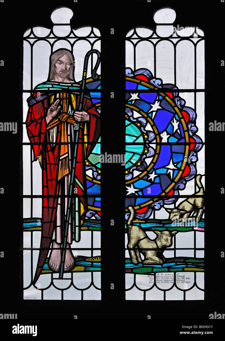 Christ the Good Shepherd. South aisle window. Church of Saint Oswald ...