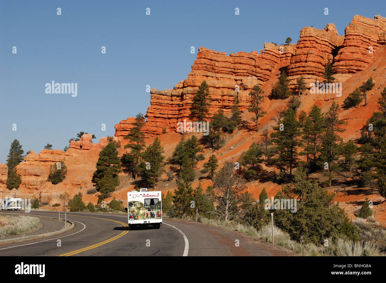 Usa Utah Motor Home Driving Ed Canyon Dixie National Forest Landscape ...