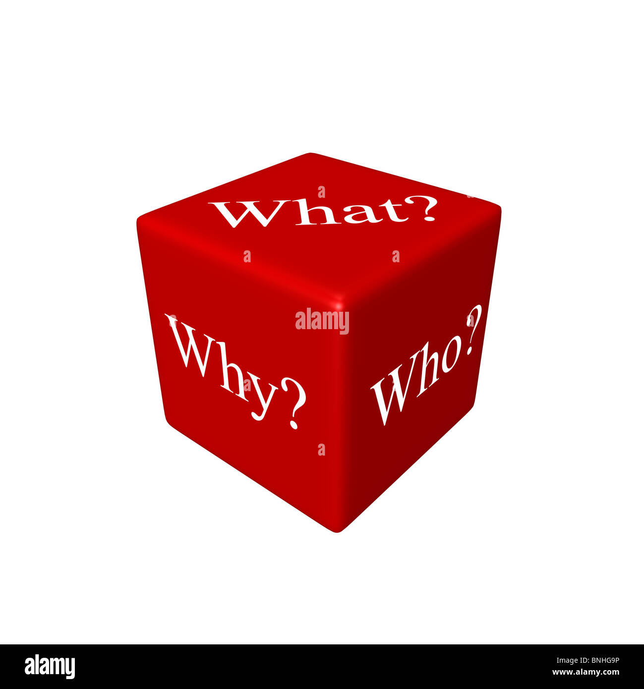 3D dice with question what why who ? isolated on white background Stock ...