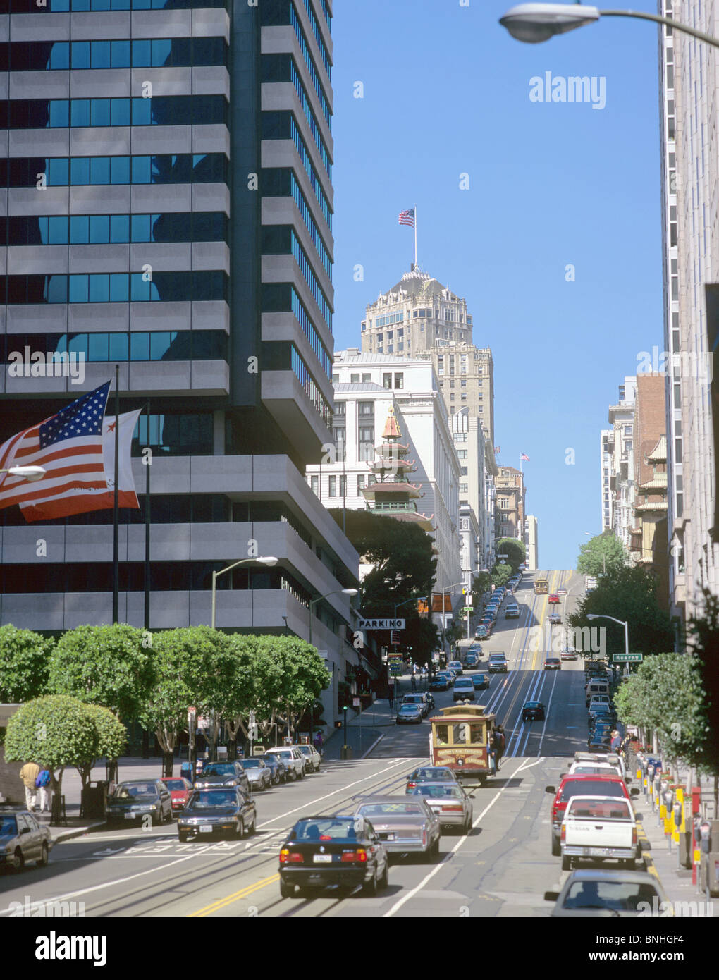 USA United States of America California San Francisco city cable car ...