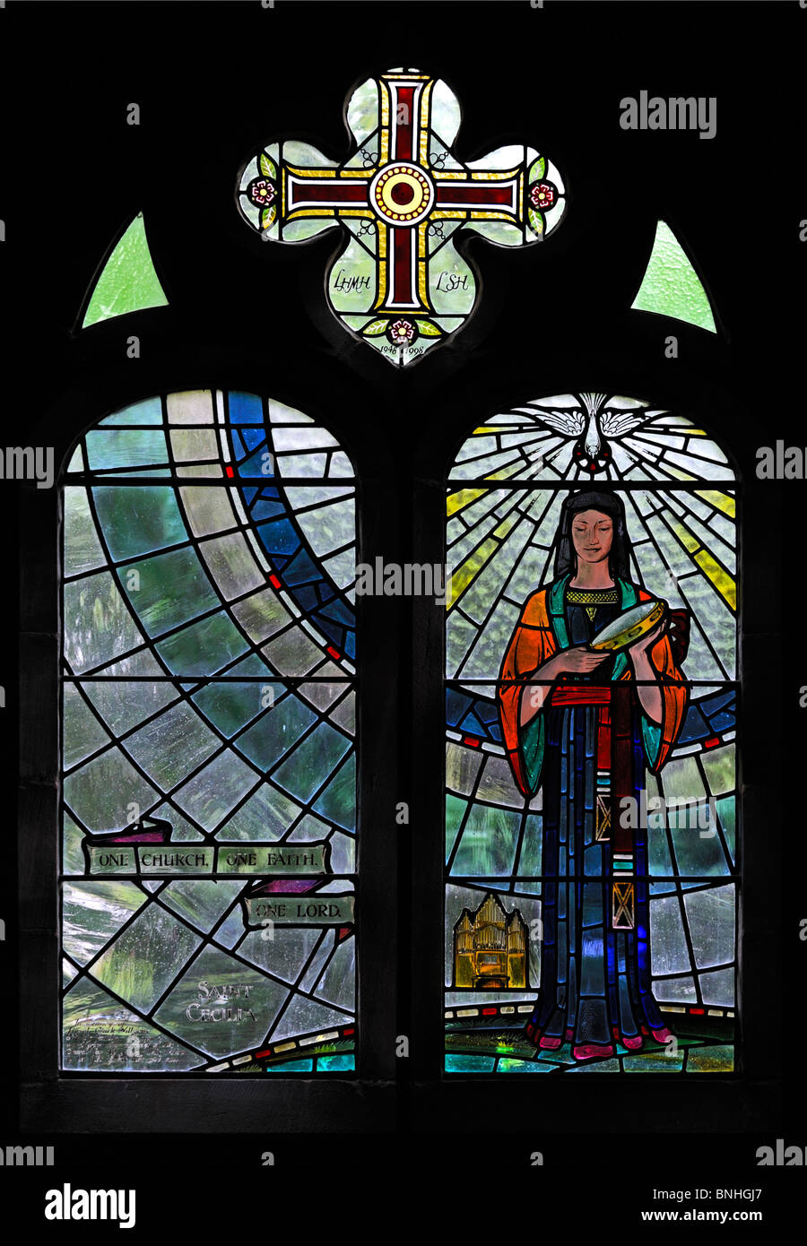 Saint Cecilia window. Church of Saint Oswald. Knott End, Preesall ...