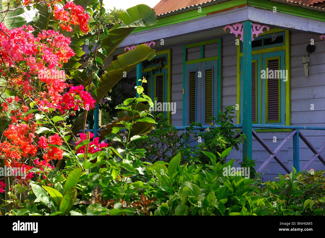 Caribbean Barbados Colorful House Paynes Bay Facade Colourful Porch ...